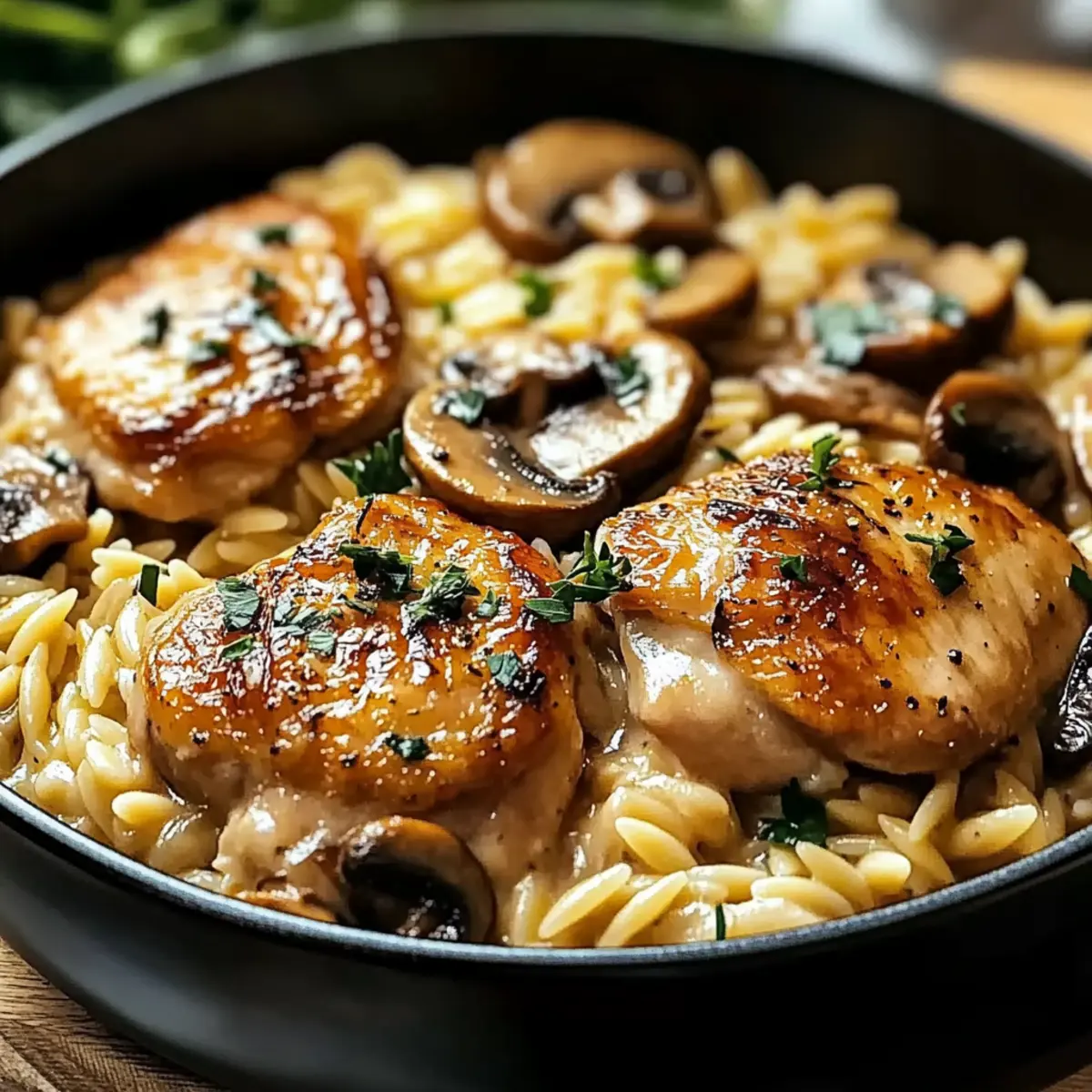 Ultimate One Pot Chicken: Creamy Mushroom Orzo for Comfort